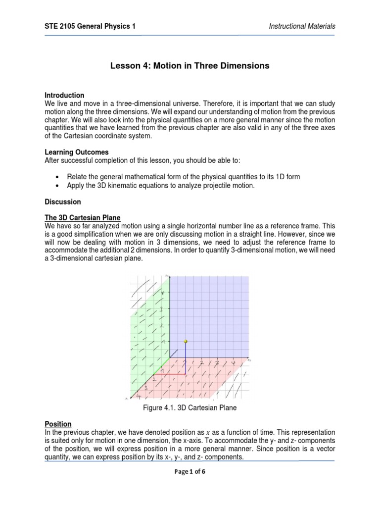 (MOD) 04 Motion in 2 or 3 Dimensions | PDF | Velocity | Acceleration