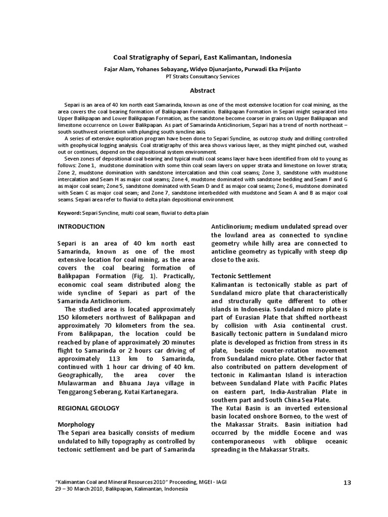 Separi Coal Stratigraphy Analysis | PDF | Sandstone | Shale