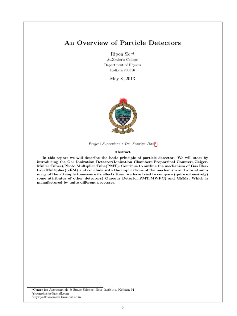 An Overview of Particle Detectors | PDF | Ionization | Forms Of Energy