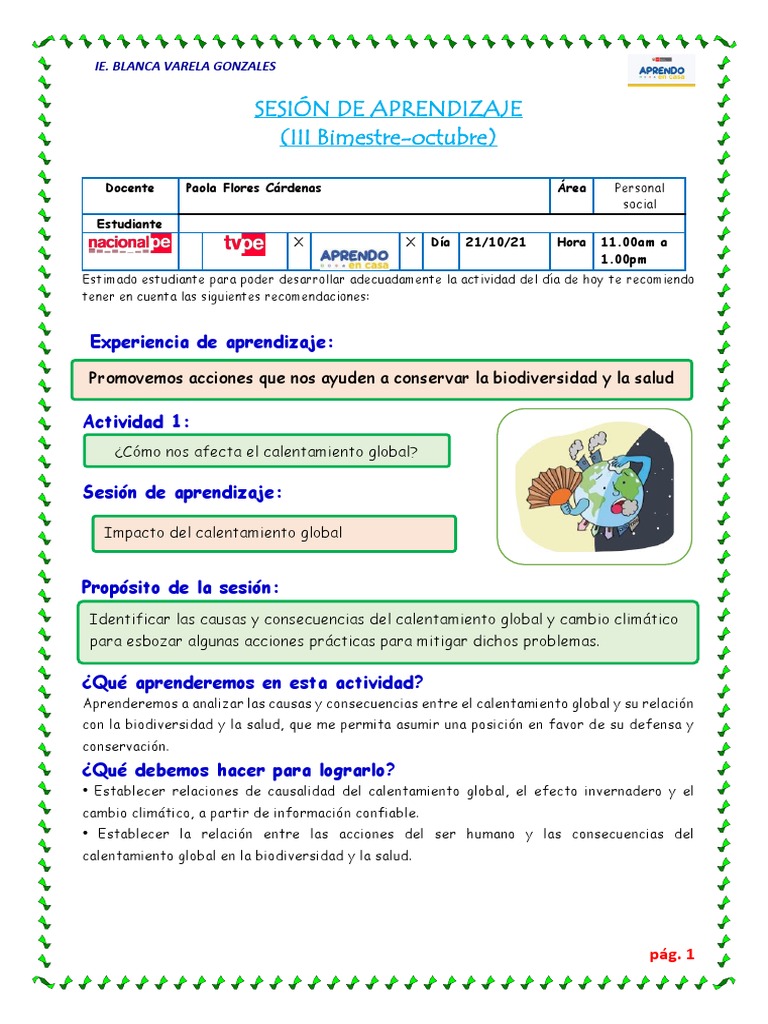 Sesión 9 - Ps - Impacto Del Calentamiento Global | PDF | Cambio ...