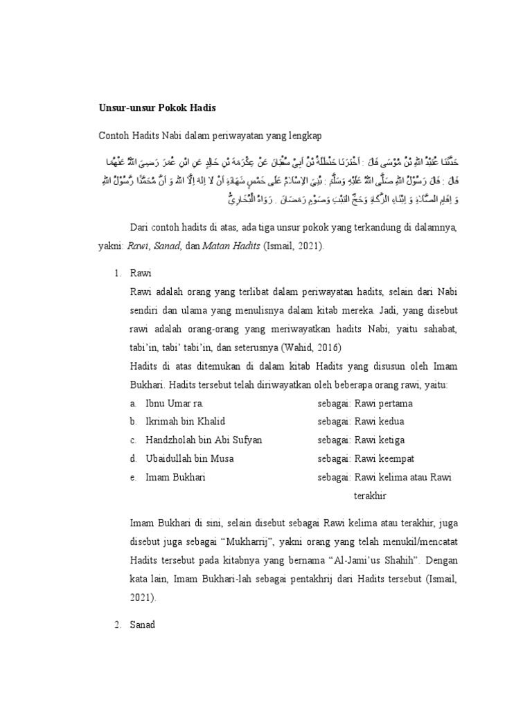 Unsur Pokok dalam Hadis Nabi | PDF