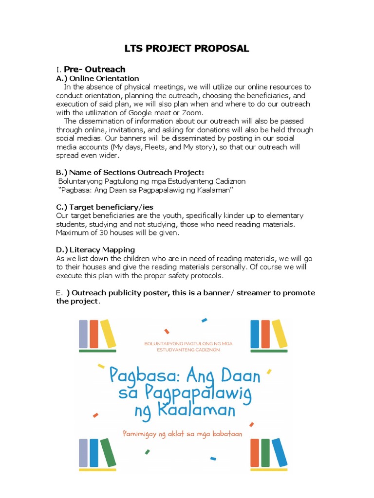 Lts Project Proposal: Pre-Outreach | PDF