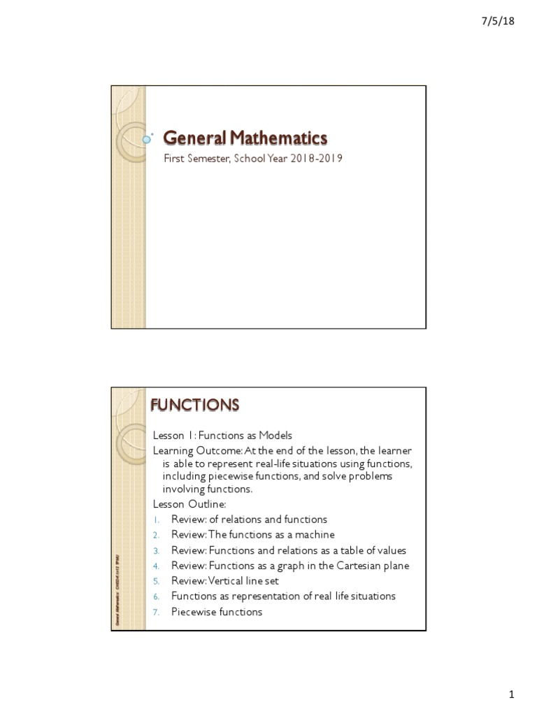 General Mathematics General Mathematics: Functions Functions | PDF ...