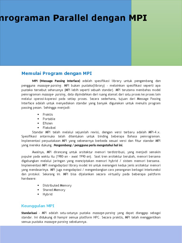 Pemrograman Parallel Dengan MPI Menggunakan Bahasa C-Dikonversi | PDF