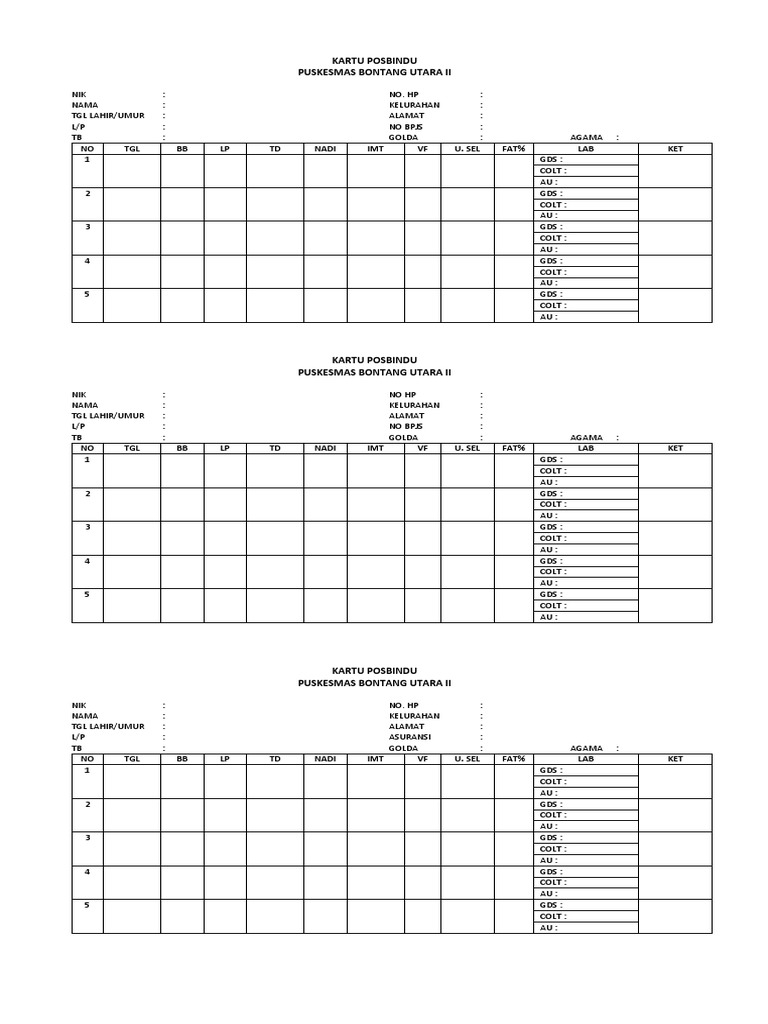 Kartu Posbindu | PDF