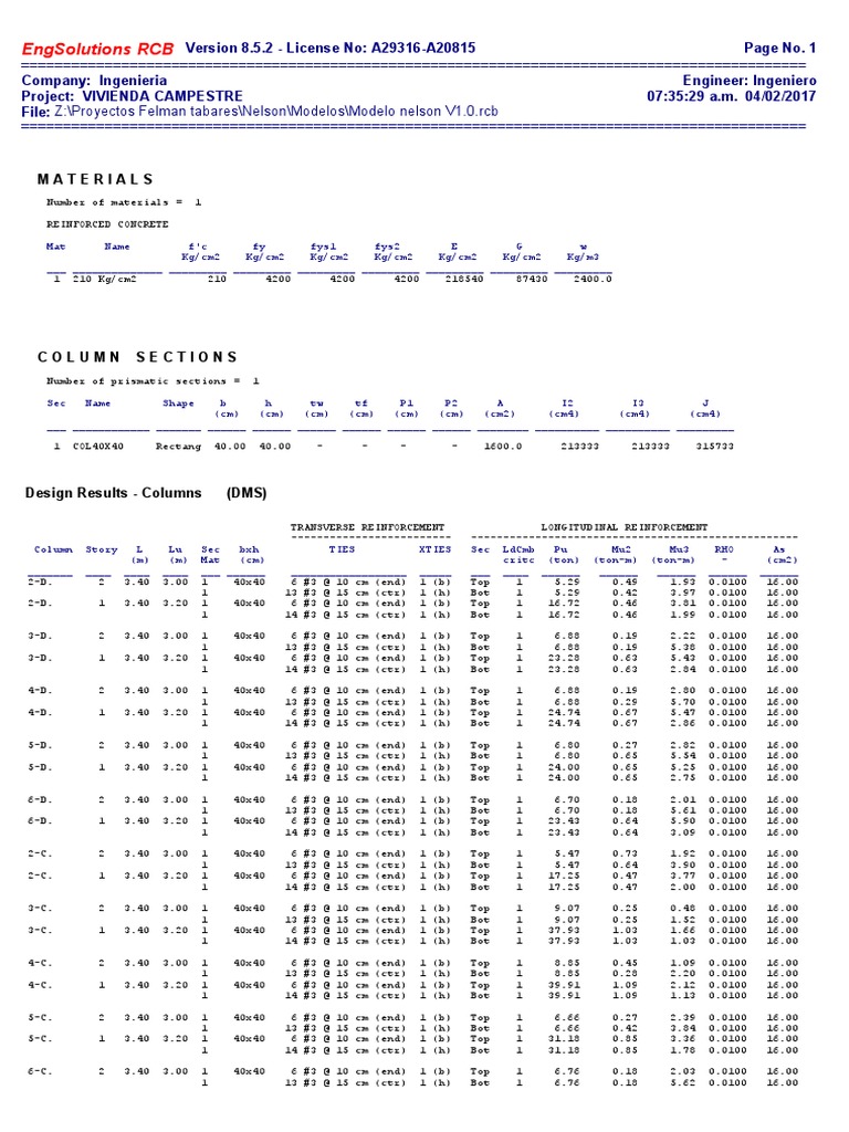 Engsolutions RCB: Materials | PDF