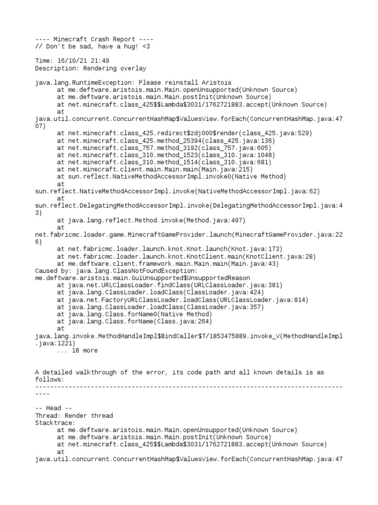 Crash 2021 10 16 - 21.49.21 Client | PDF | Java (Programming Language ...