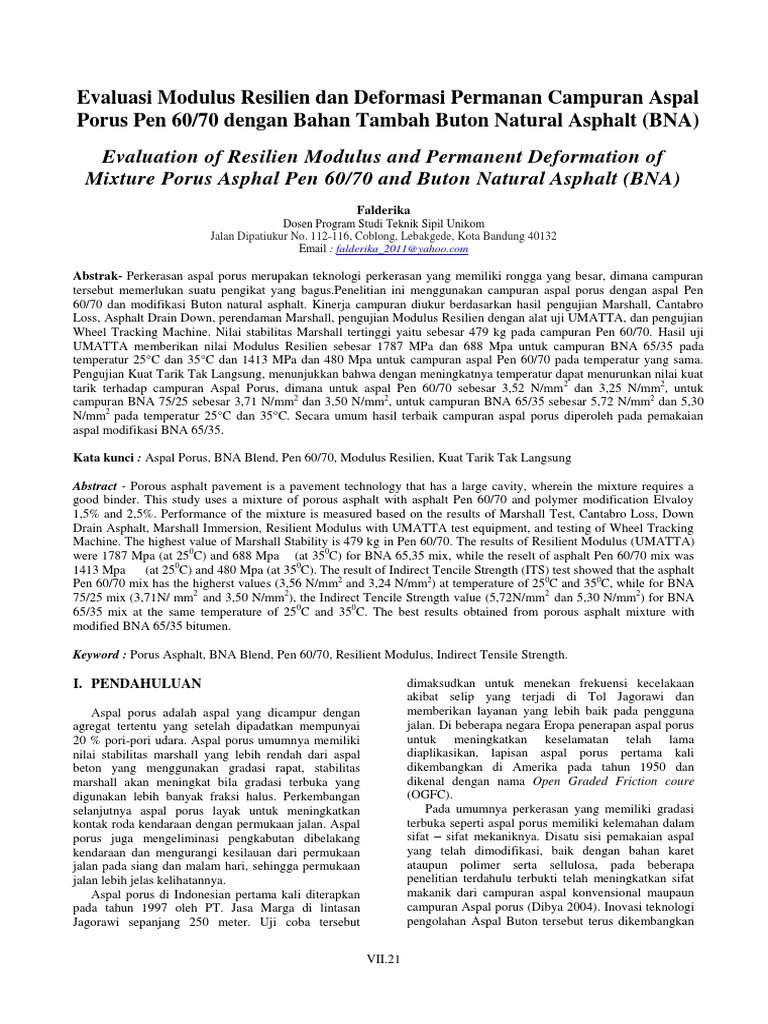 Evaluasi Modulus Resilien Aspal Porus | PDF