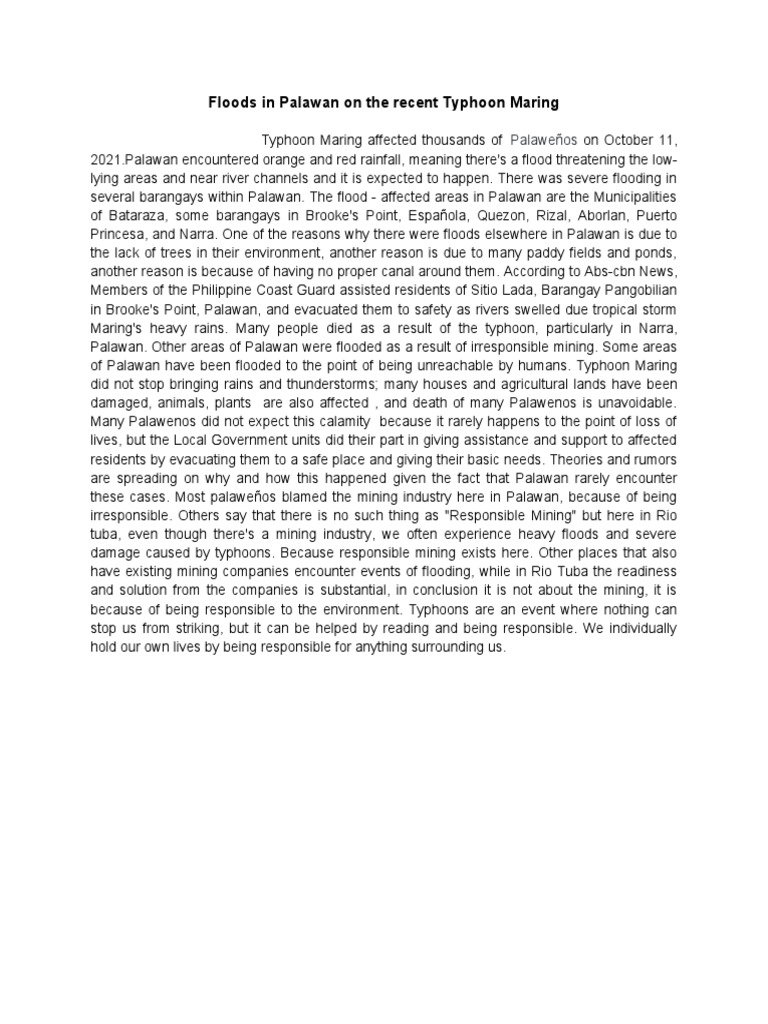 Flooding in Palawan from Typhoon Maring | PDF | Flood | Meteorology