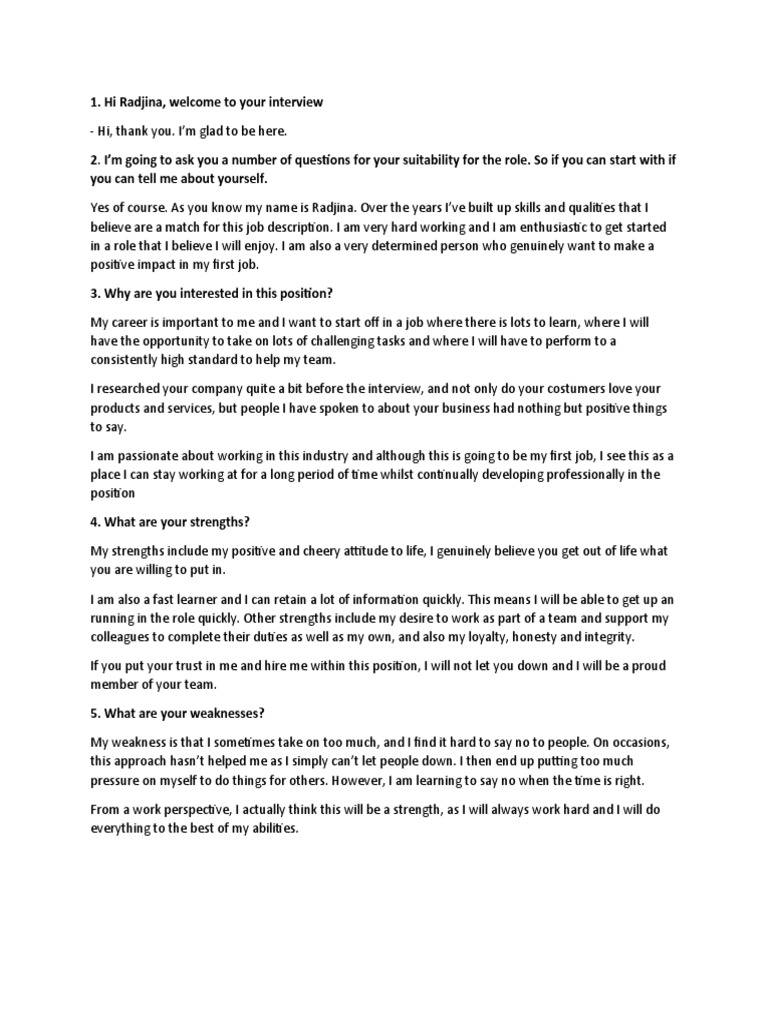 Business Interview (Example) | PDF | Applied Psychology | Behavior Modification