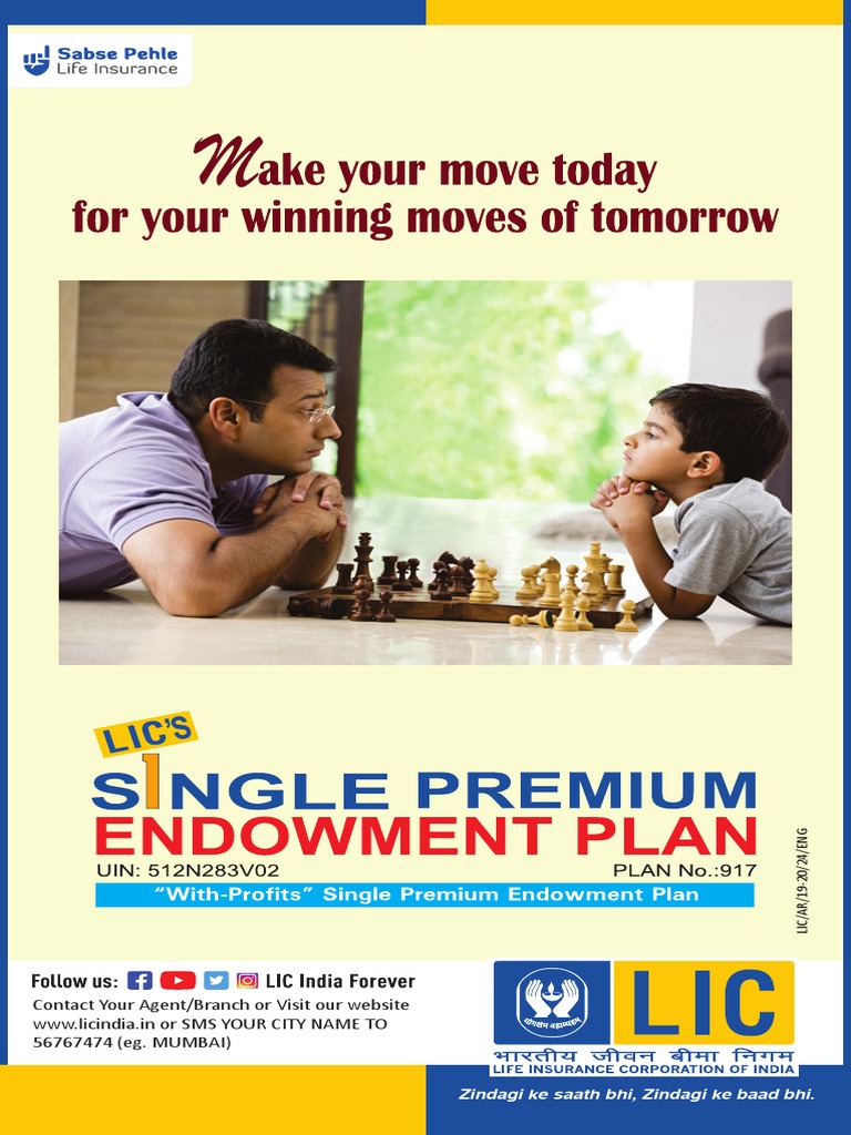 Lic Brochure 917 Single Endoment Plan 2021 | PDF | Insurance | Life ...