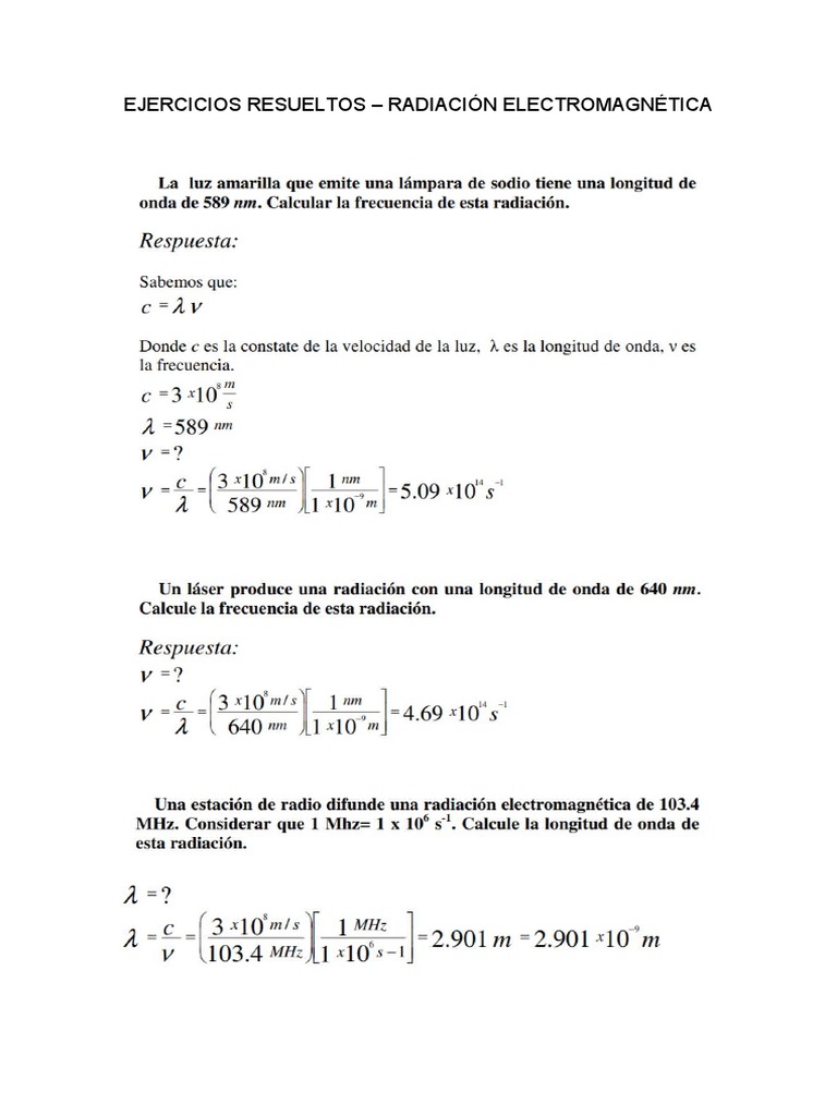 Ejercicios Resueltos - Radiación Electromagnética | PDF