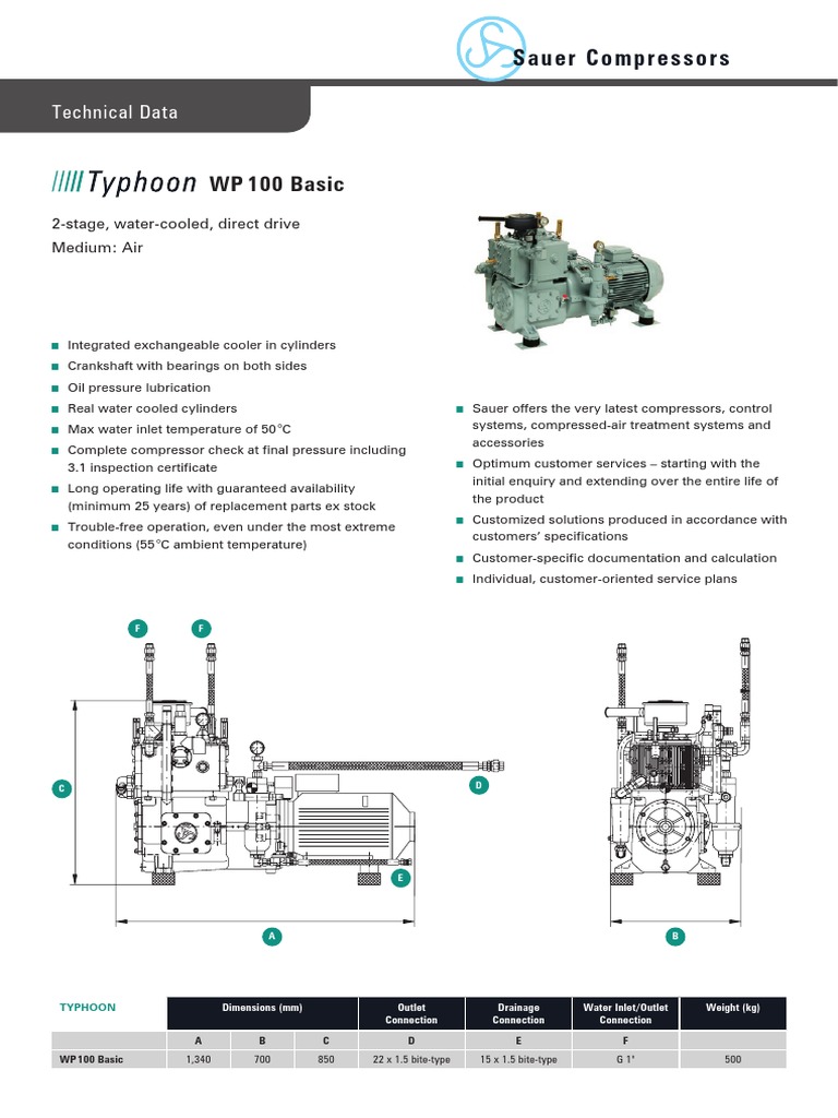 COMPRESSOR SAUER Fact - Sheet - TYPHOON - WP100 - Basic - en | PDF ...