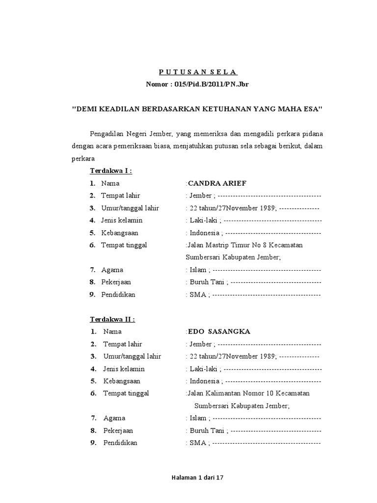 Putusan Sela B1 | PDF