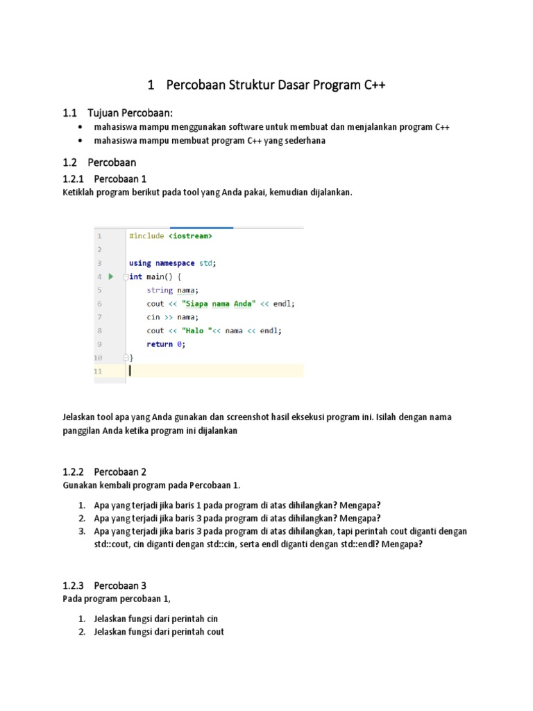Modul 1 Struktur Dasar Program C | PDF