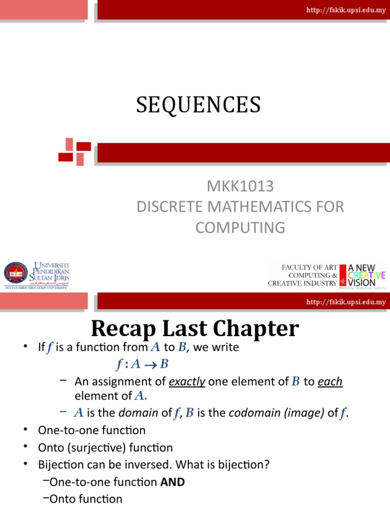 Discrete Mathematics: Functions & Sequences | PDF | Function ...
