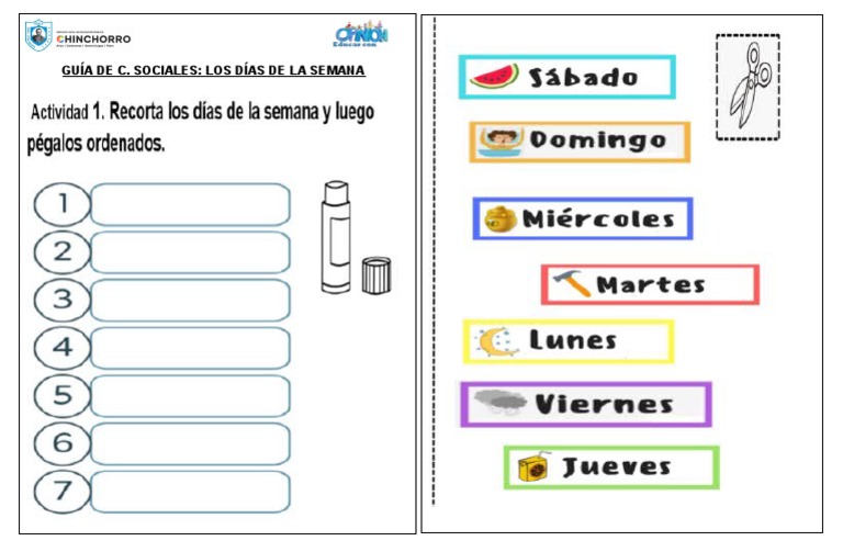 Guia Recortable Dias de A Semana | PDF