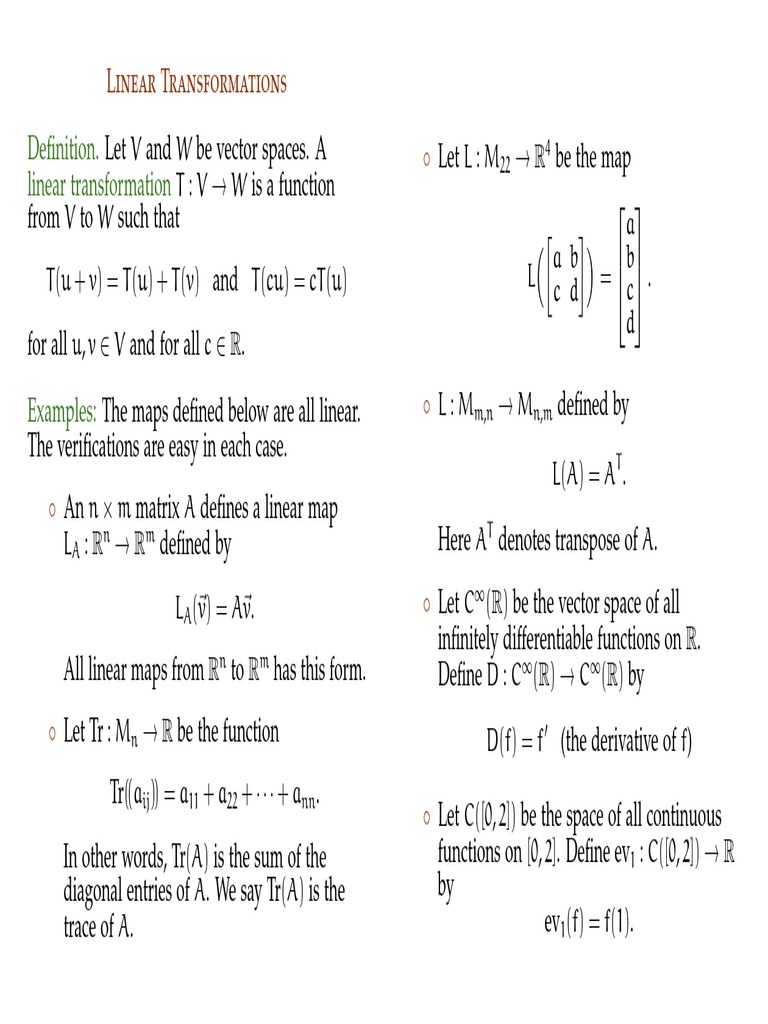 Linear Transformations | PDF | Basis (Linear Algebra) | Vector Space