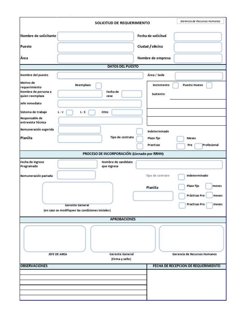 Ficha de Requerimiento | PDF | Gestión de recursos humanos | Business