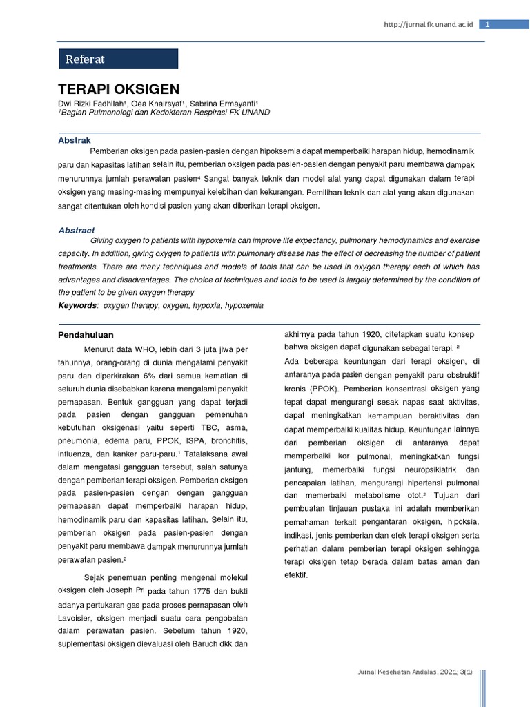 Referat Junior - Terapi Oksigen | PDF
