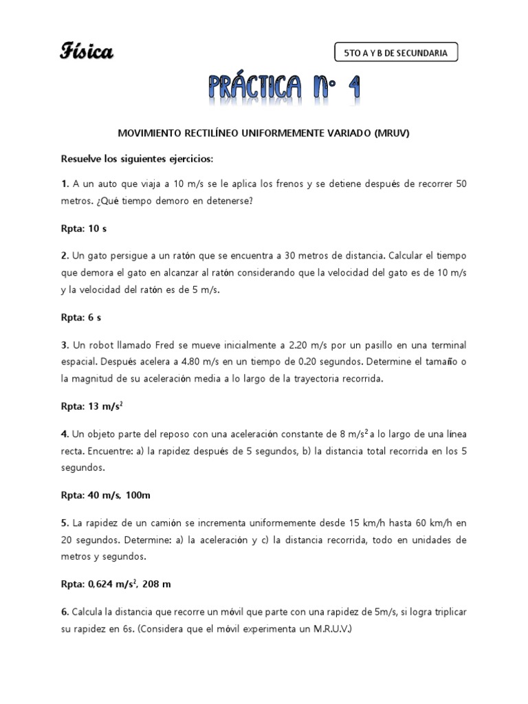 Práctica 4 Mruv | PDF