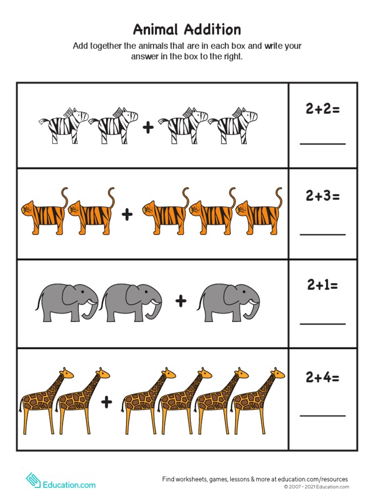 Animal Picture Addition | PDF