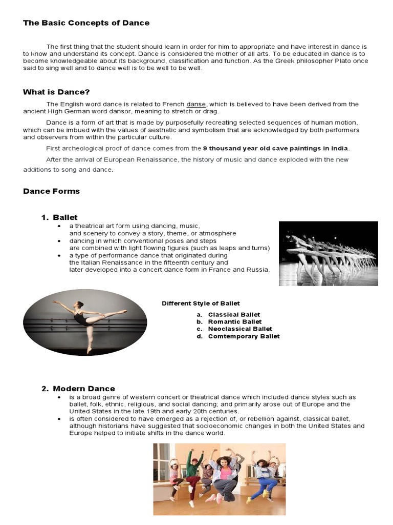 The Basic Concepts of Dance | PDF | Dances | Ballet