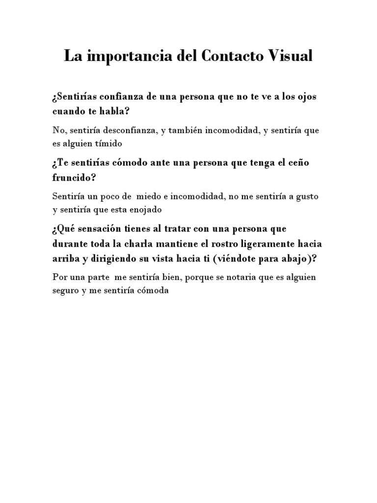 La Importancia Del Contacto Visual | PDF | Relaciones personales ...