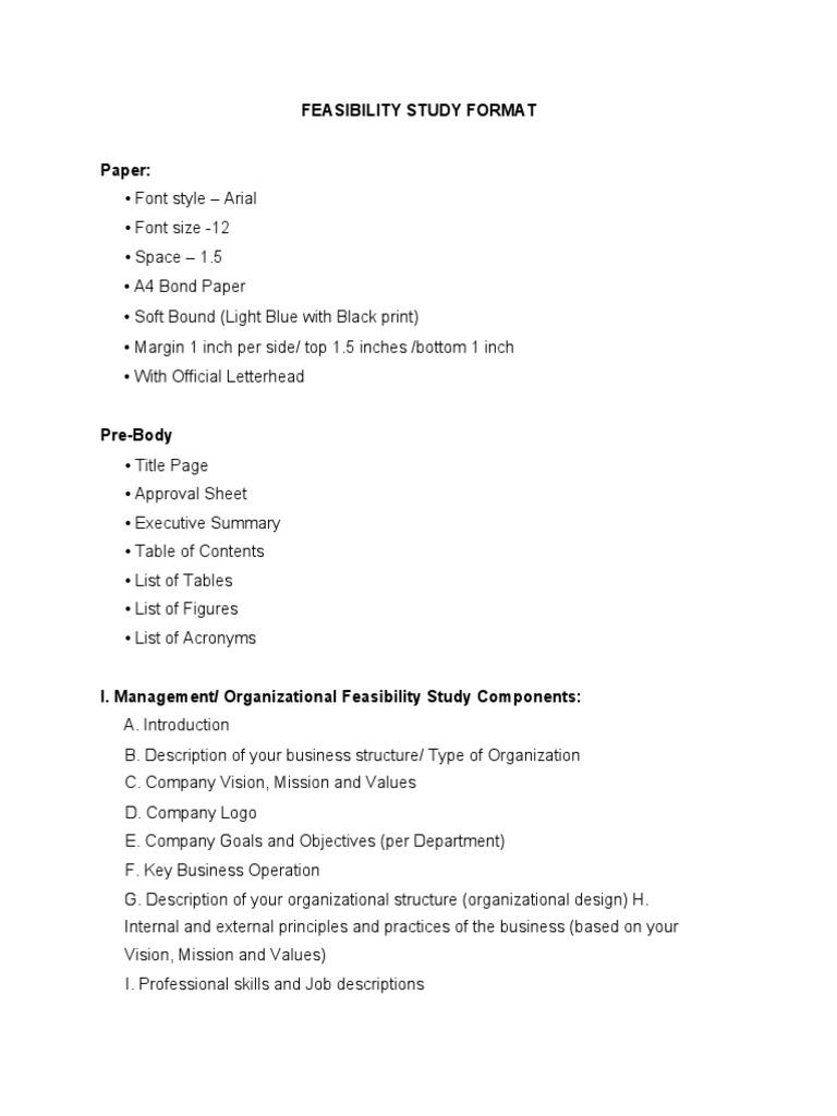 Comprehensive Feasibility Study Format | PDF | Feasibility Study ...