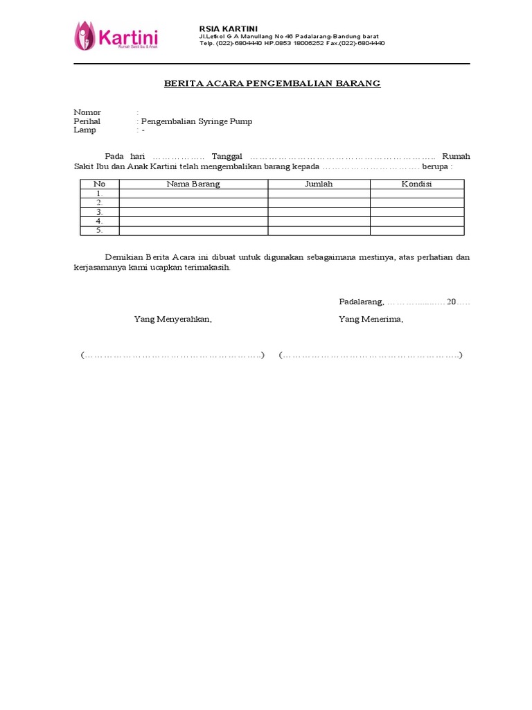 Berita Acara Pengembalian Barang | PDF