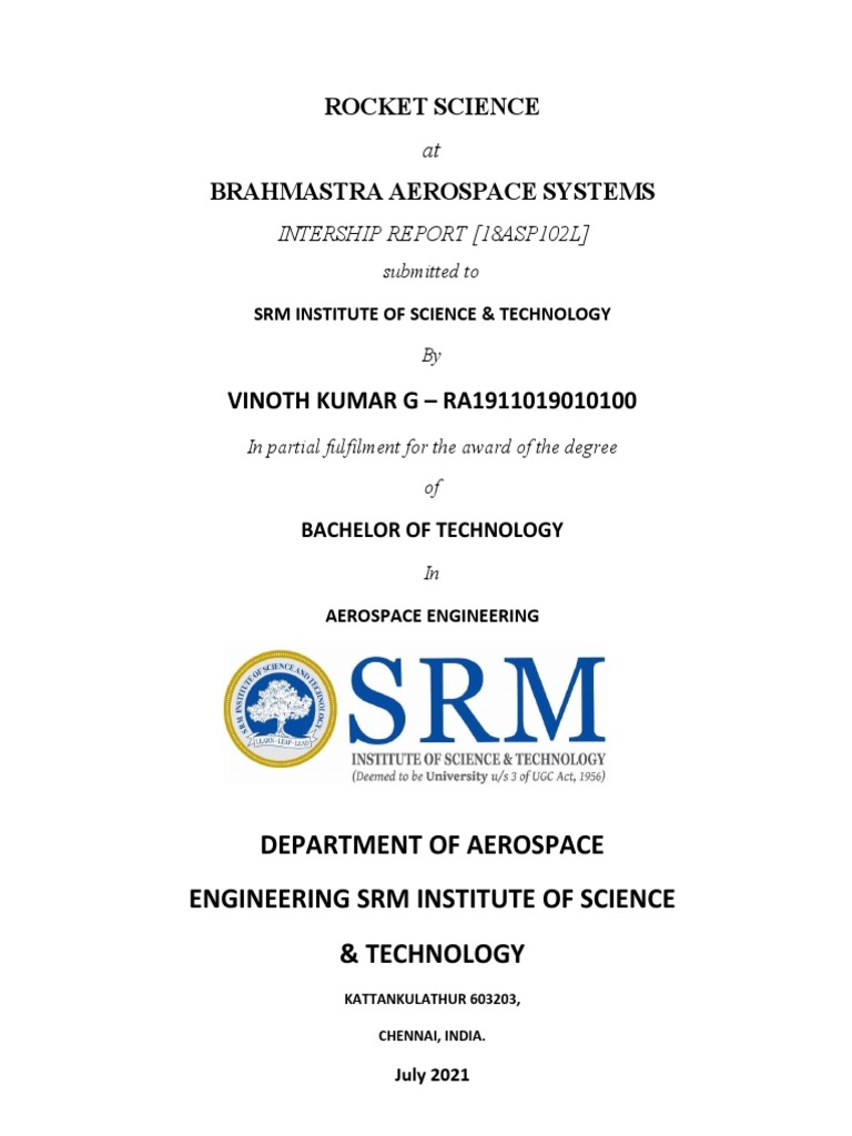 Rocket Science Brahmastra Aerospace Systems: Department of Aerospace ...