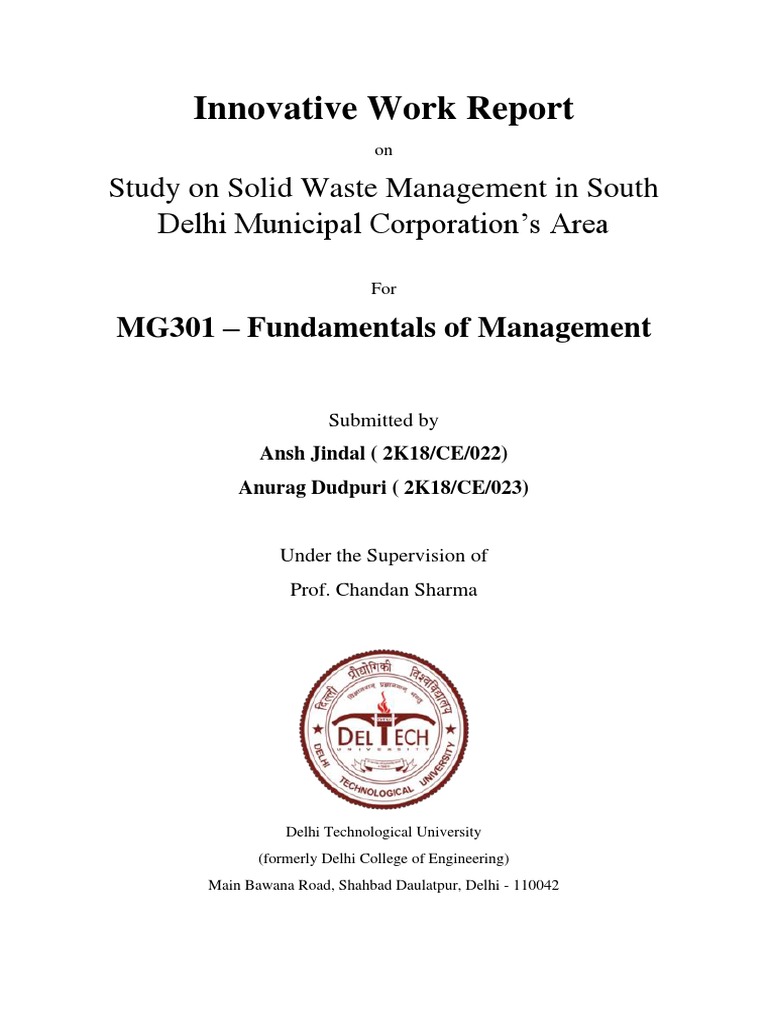 SDMC Waste Management Report | PDF | Municipal Solid Waste | Compost