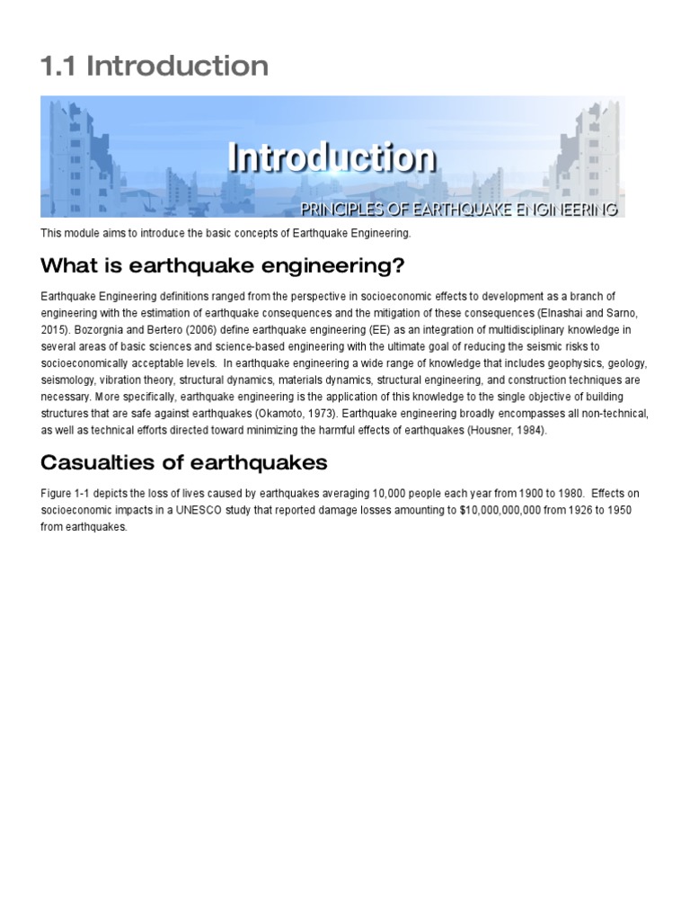 Introduction to Earthquake Engineering Concepts | PDF | Earthquakes ...
