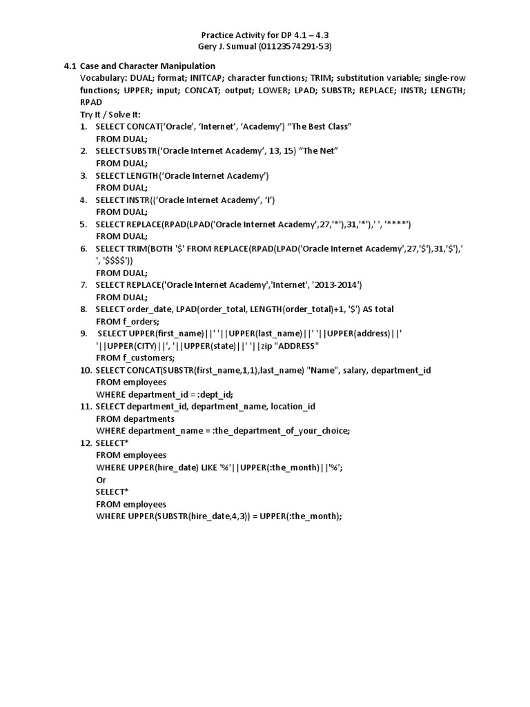 DP4 Practice Activities - Answers | PDF | Computing | Computer Programming