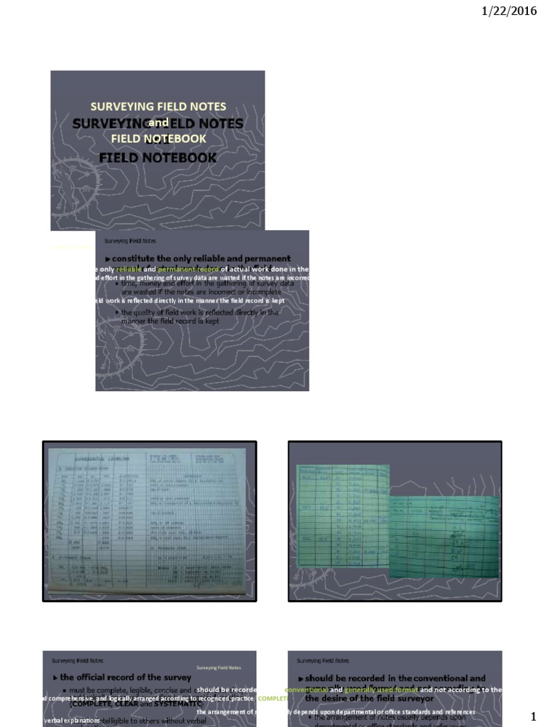 2 Surveying Field Notes | PDF | Surveying | Measurement