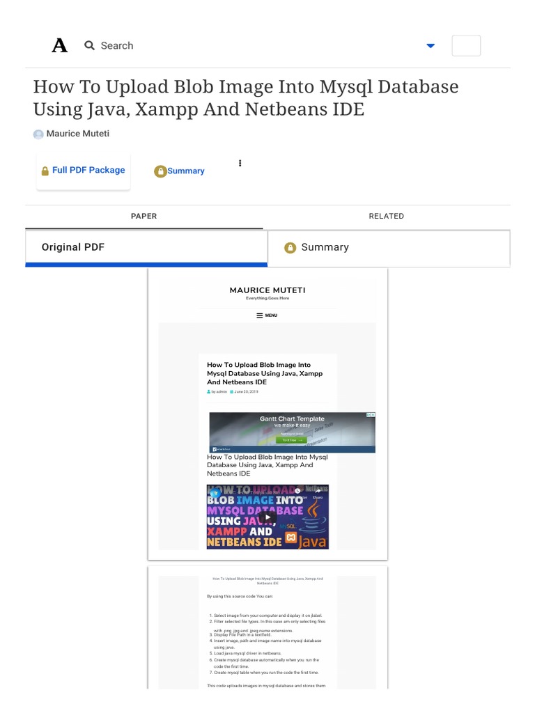 (PDF) How To Upload Blob Image Into Mysql Database Using Java, Xampp ...