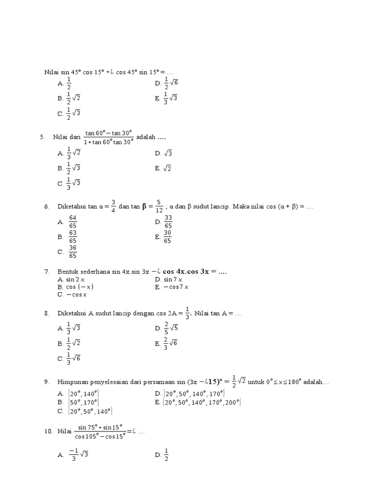 Matematika Peminatan Kelas Xi | PDF