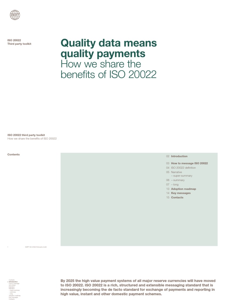 Swift Iso20022 Thirdpartytoolkit Final | PDF | Regulatory Compliance | Banks
