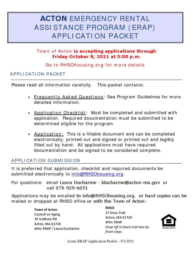 Acton ERAP Application Guidelines | PDF | Landlord | Section 8 (Housing)