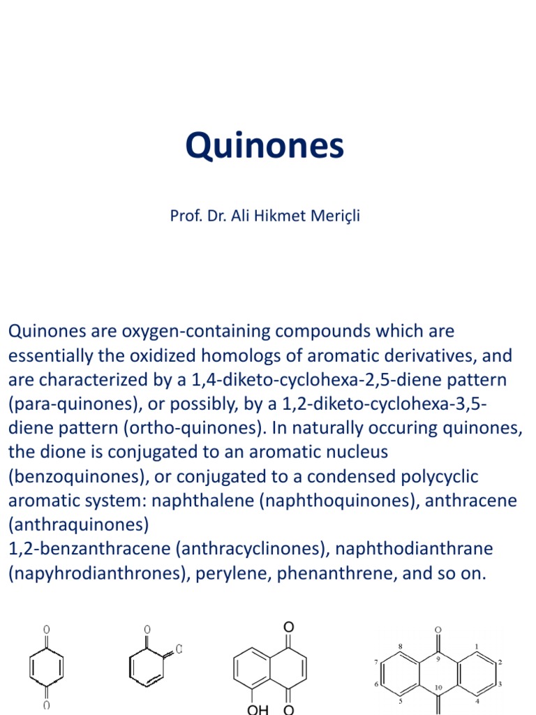 Quinones: Prof. Dr. Ali Hikmet Meriçli | PDF | Alcohol | Chemistry