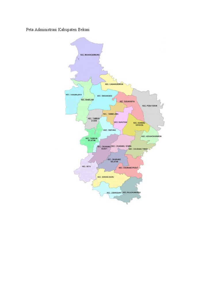 Peta Administrasi Kabupaten Bekasi | PDF