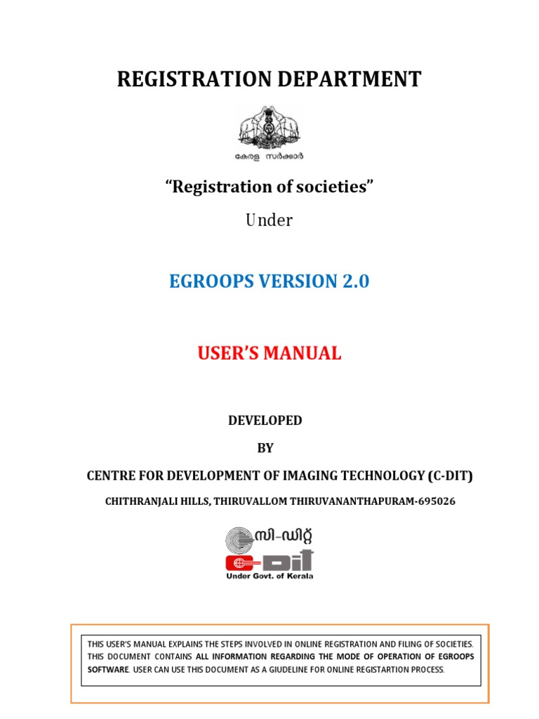 REGISTRATION DEPARTMENT Users Manual Society | PDF | Partnership ...