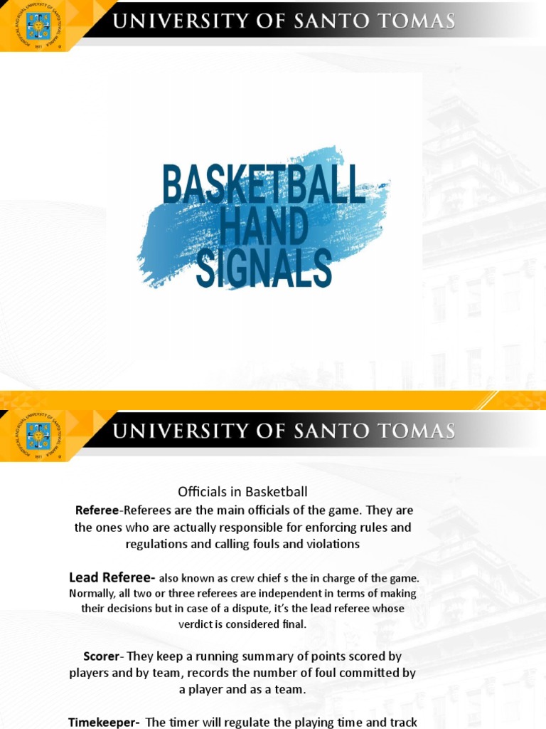 Hand Signals in Basketball Officiating | PDF
