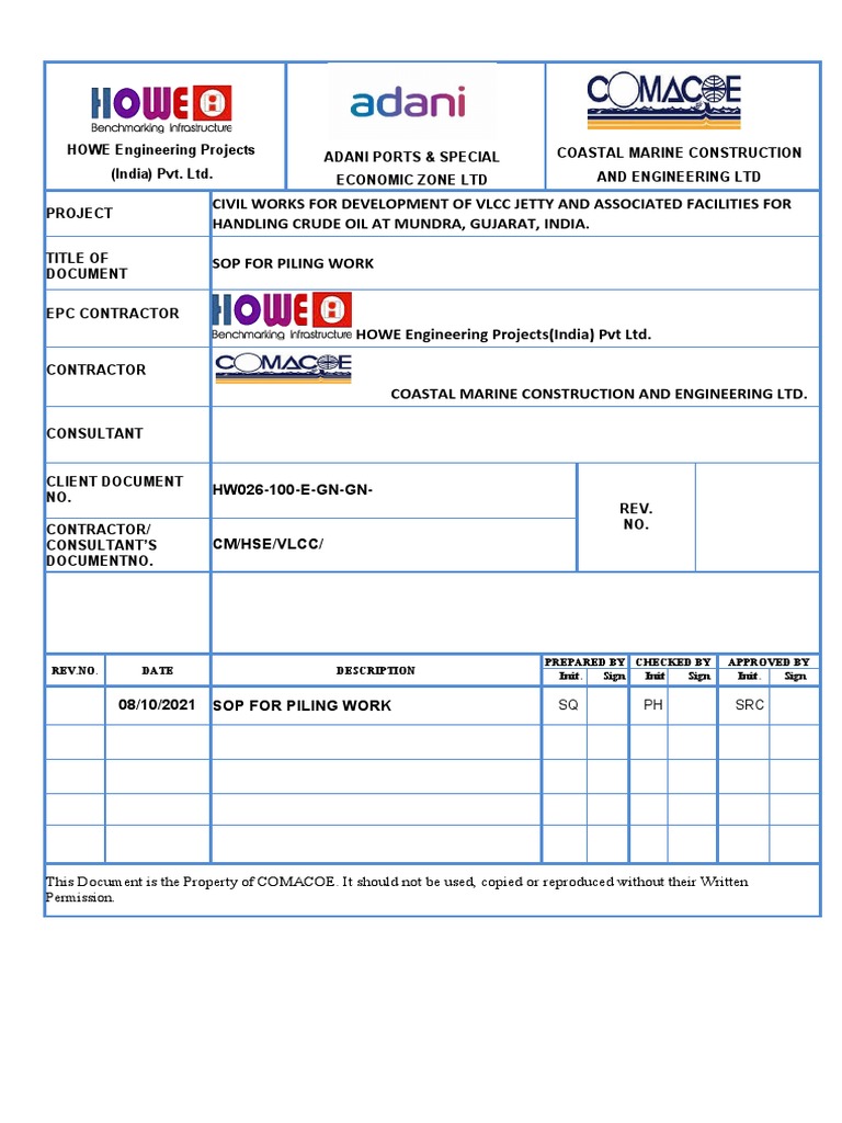 Sop For Piling Work | PDF