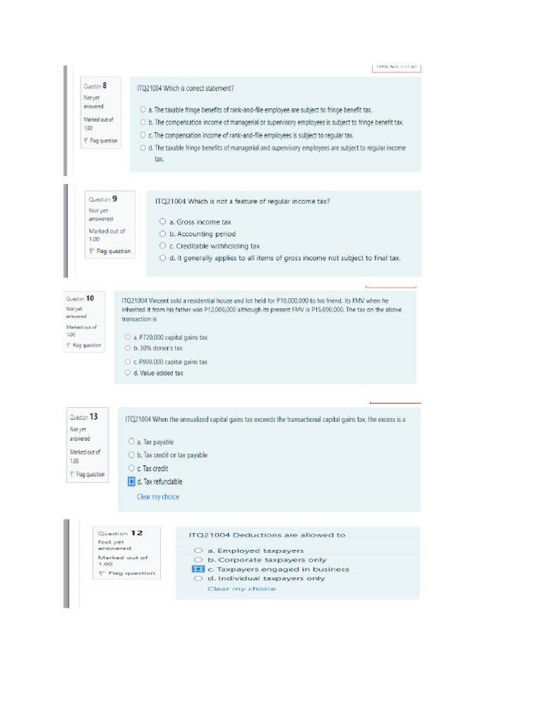 Income Tax Quiz | PDF