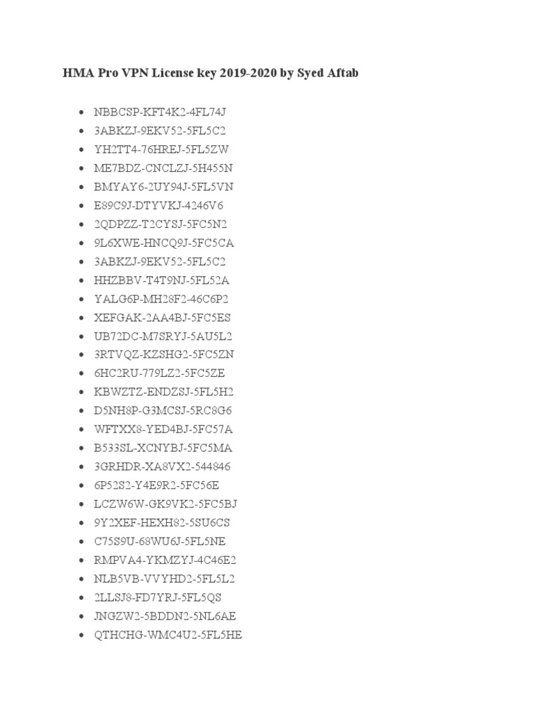 HMA Pro VPN License Key 2020 by Syed Aftab | PDF