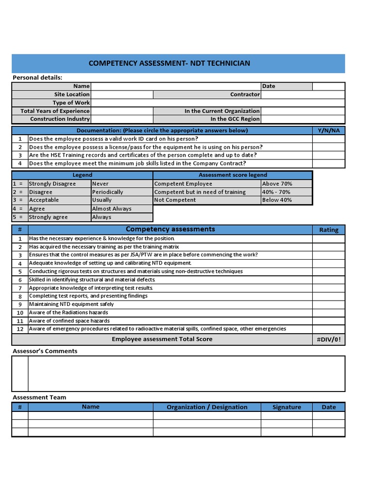 NDT Technician Competency Assessment | PDF | Nondestructive Testing