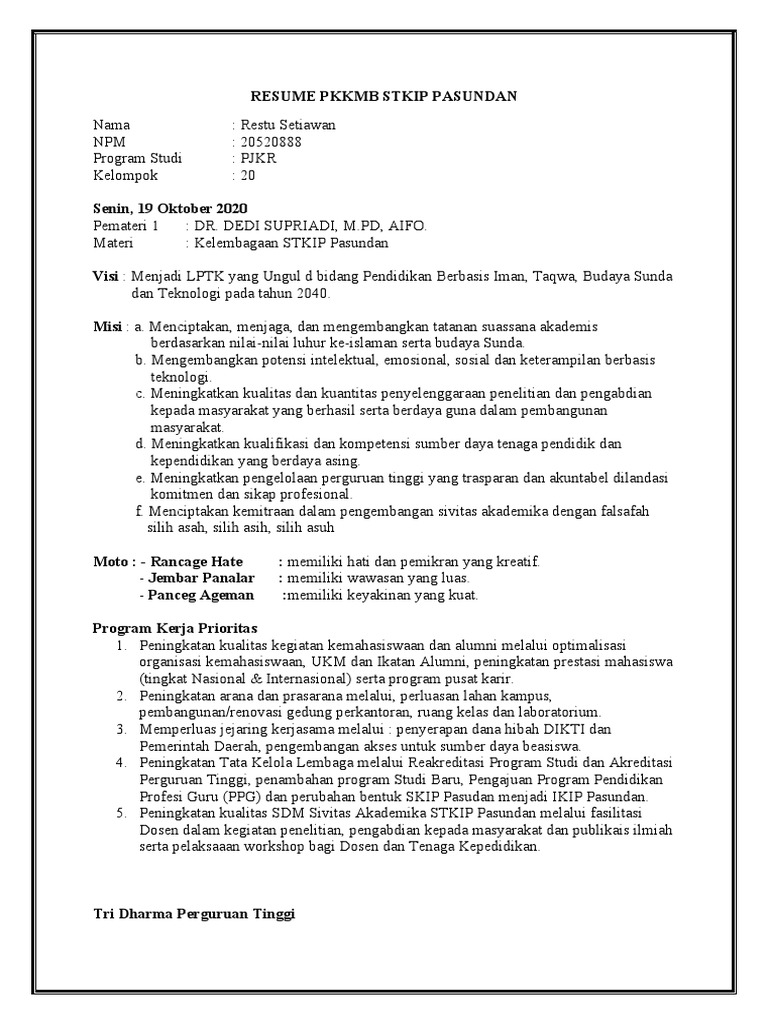 Resume Restu Setiawan (20520888) | PDF