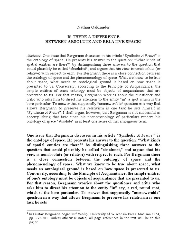 Is There A Difference Between Absolute and Relative Space - PDF ...