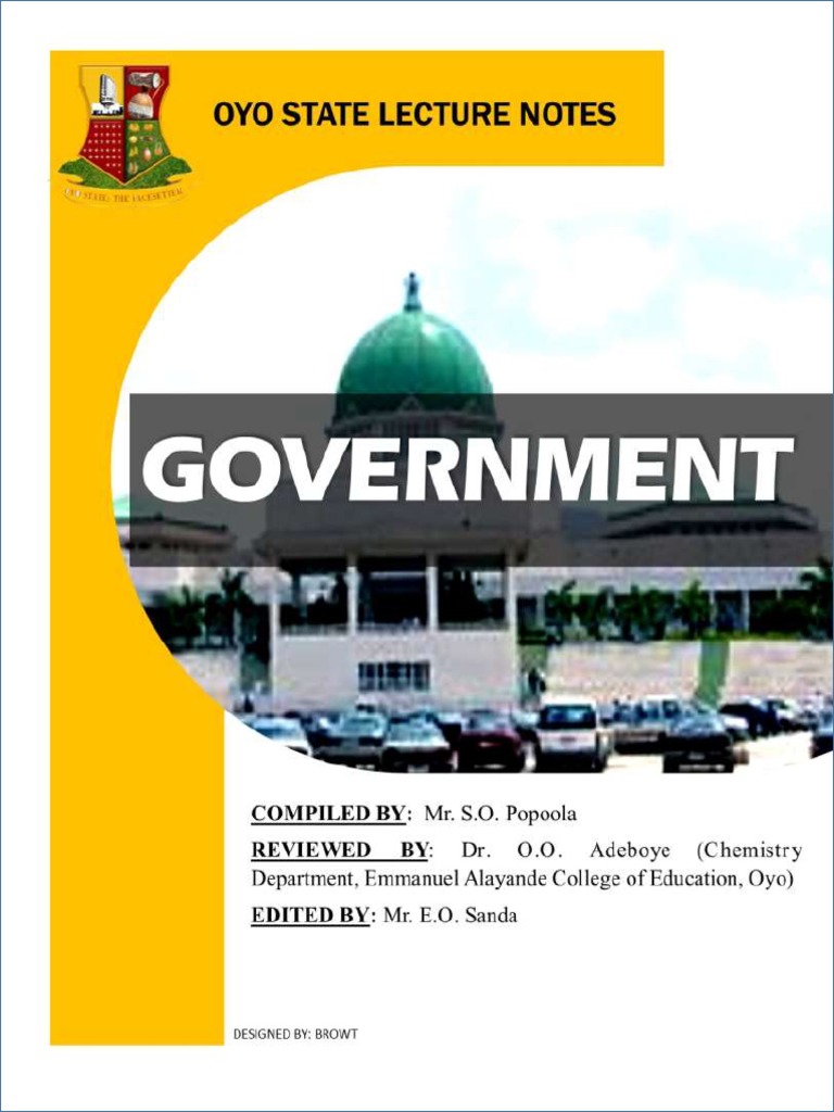 Governmnet Lesson Notes For SS1, SS2, SS3 | PDF | Monarchy | Elections